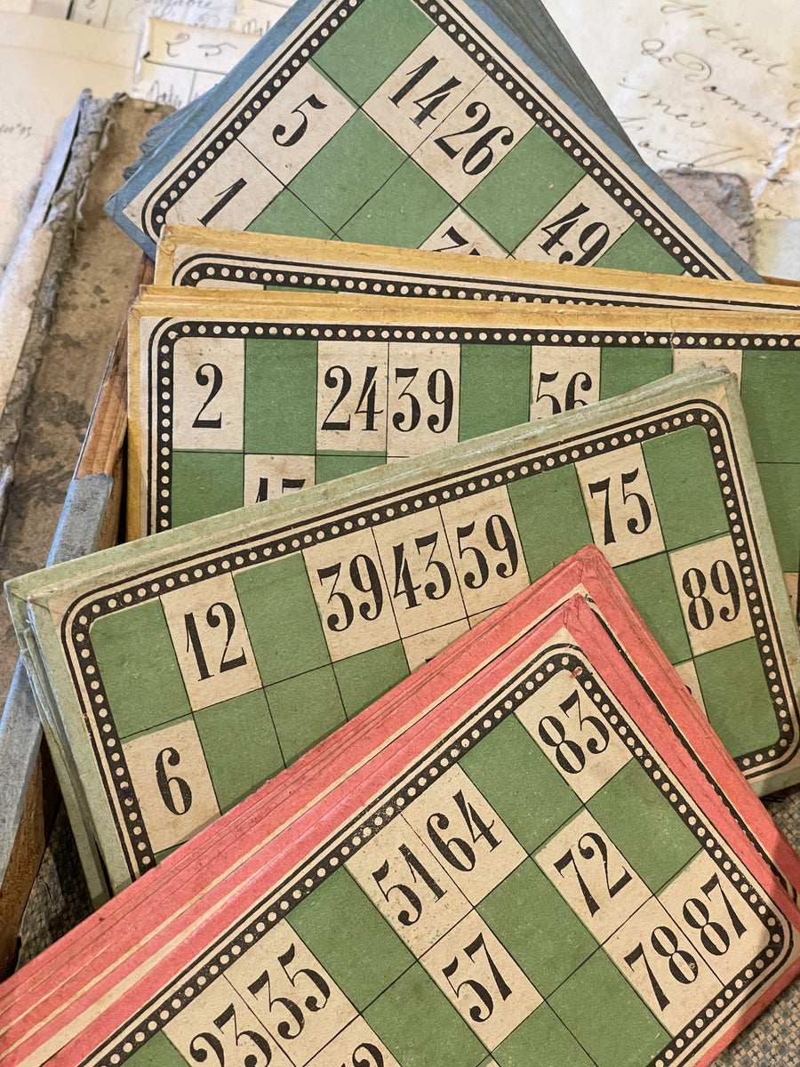 Set of 4 Vintage French Bingo/Loto cards – Monahan Papers