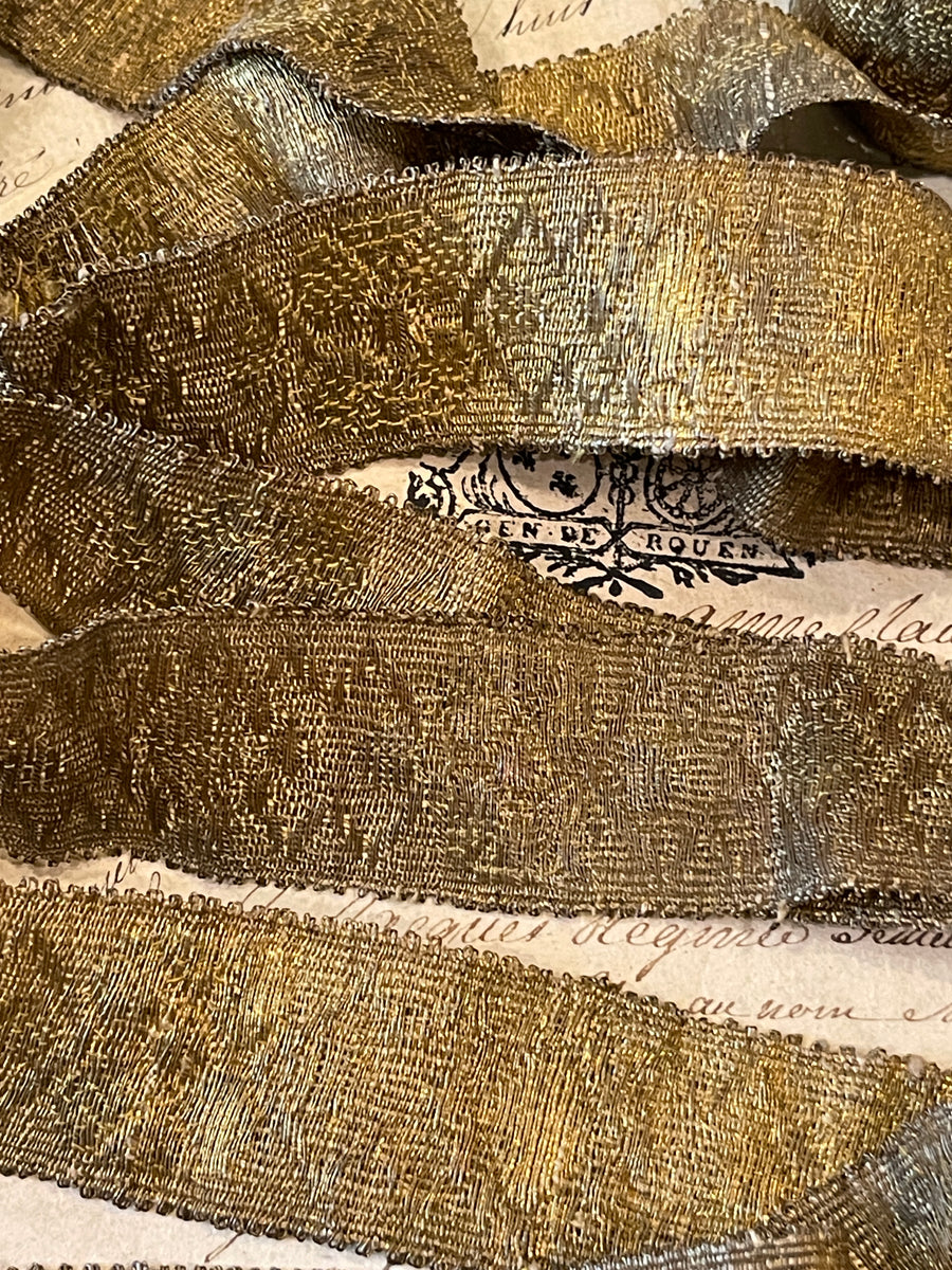 1800s French Antique Gold Bronze Metal Lacey Trim – Monahan Papers