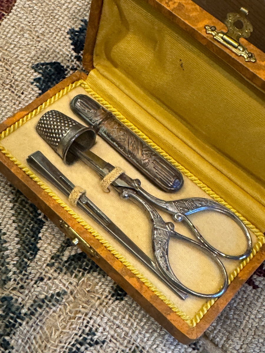 Antique 1800s French Silver Sewing Kit Original Box – Monahan Papers