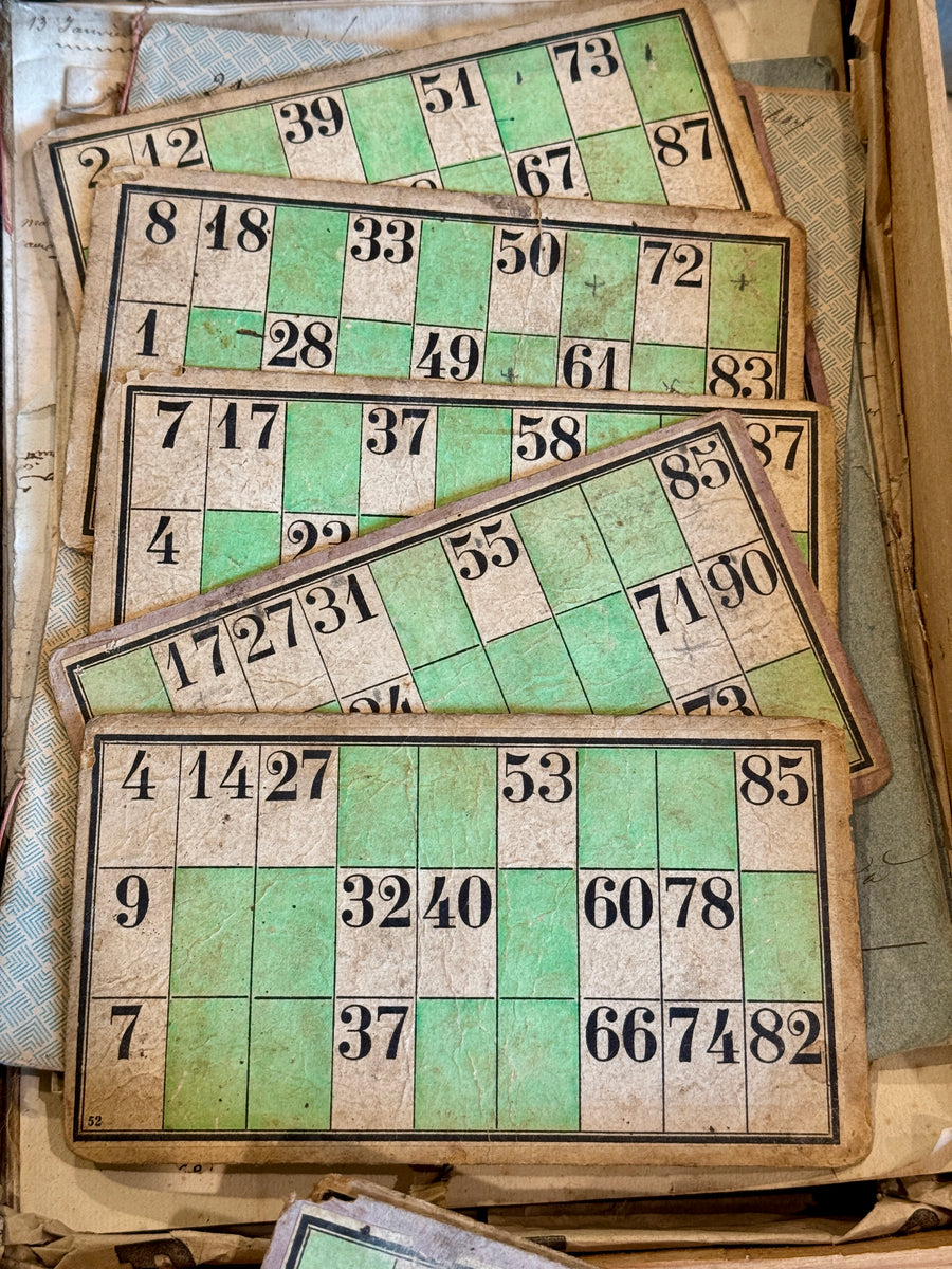 Set of 4 Vintage French Bingo/Loto cards – Monahan Papers