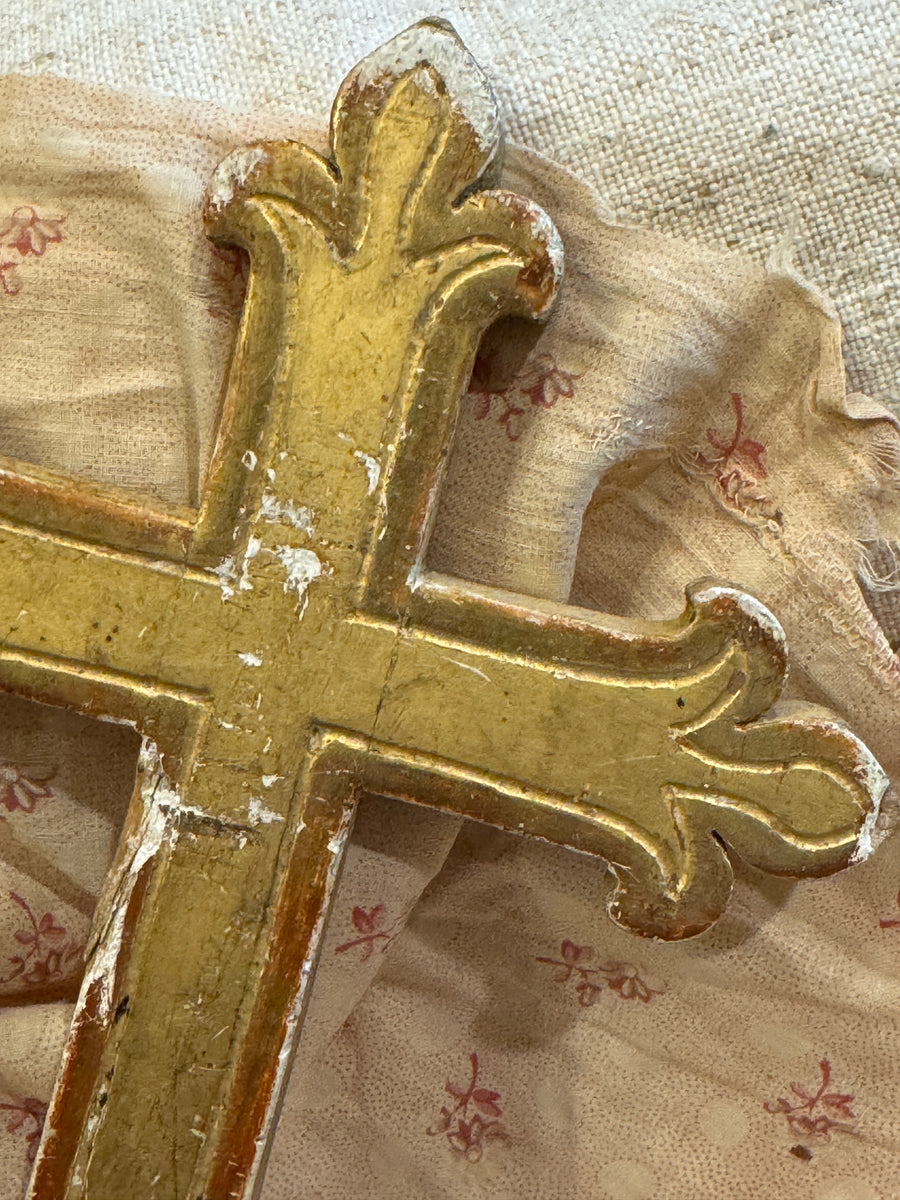 19th-century French Gilded Gesso Cross – Monahan Papers