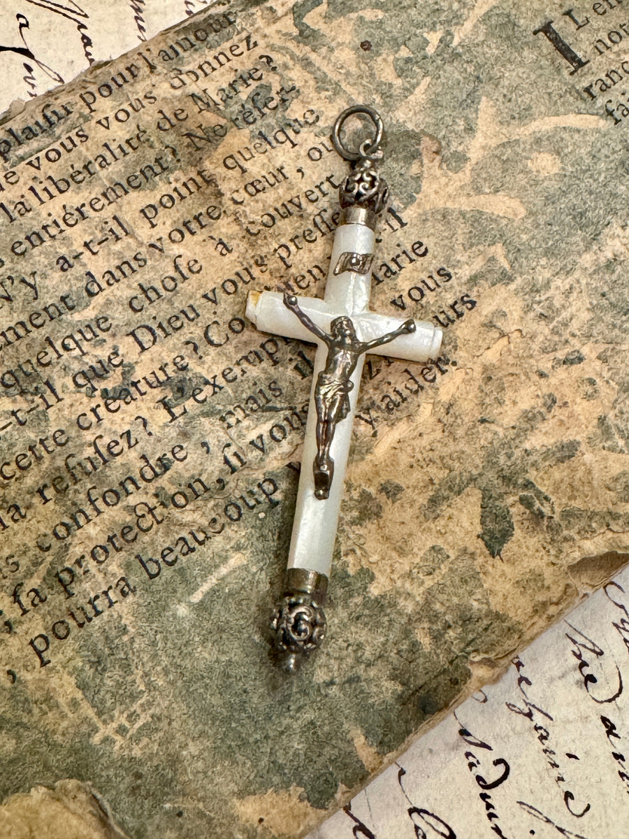 Antique French Mother of Pearl Crucifix – Monahan Papers