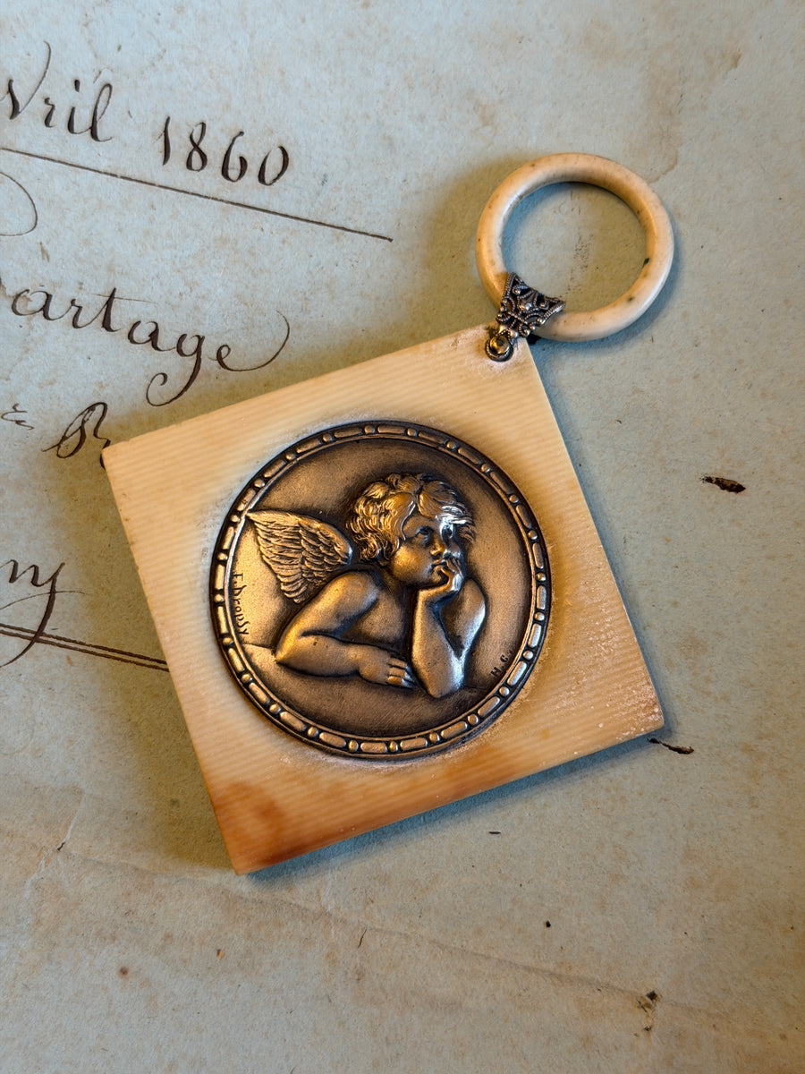 Antique French Cradle Medallion - Raphael's Putti Angel – Monahan Papers