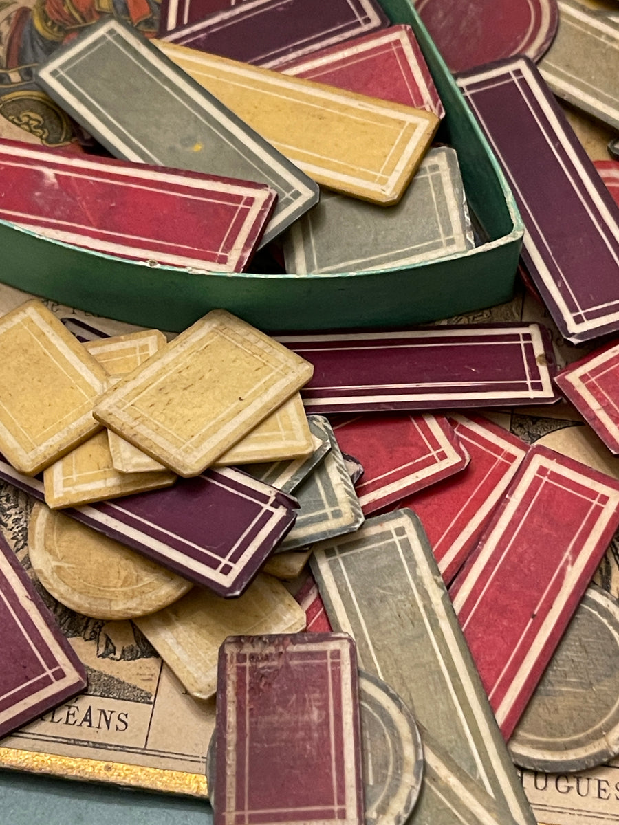 Antique French 1800's Dyed Bovine Gaming Tokens Set/29 pcs – Monahan Papers