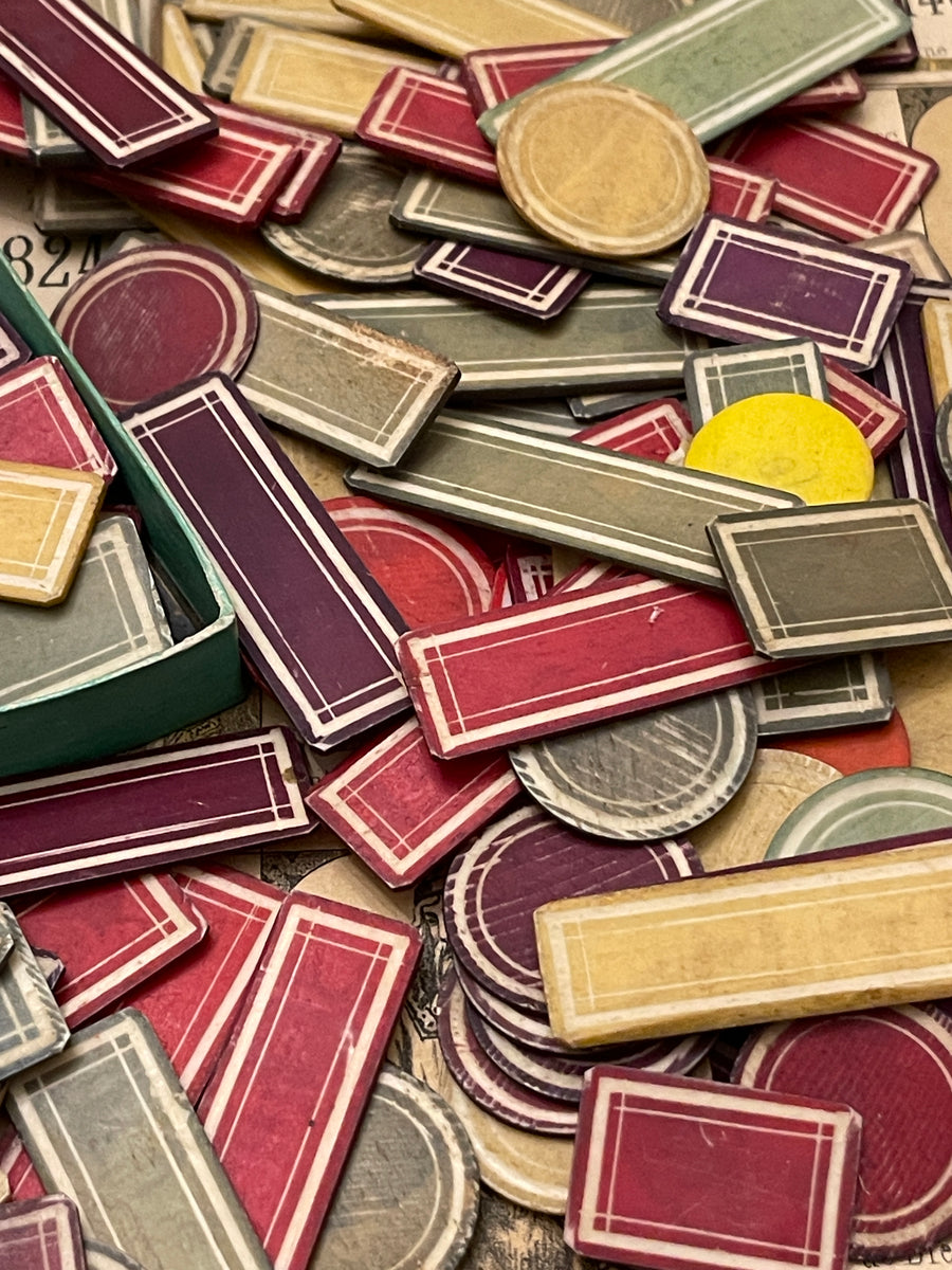 Antique French 1800's Dyed Bovine Gaming Tokens Set/29 pcs – Monahan Papers