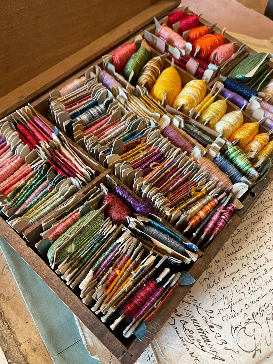Antique French Art/paint Box filled with assorted Threads – Monahan Papers