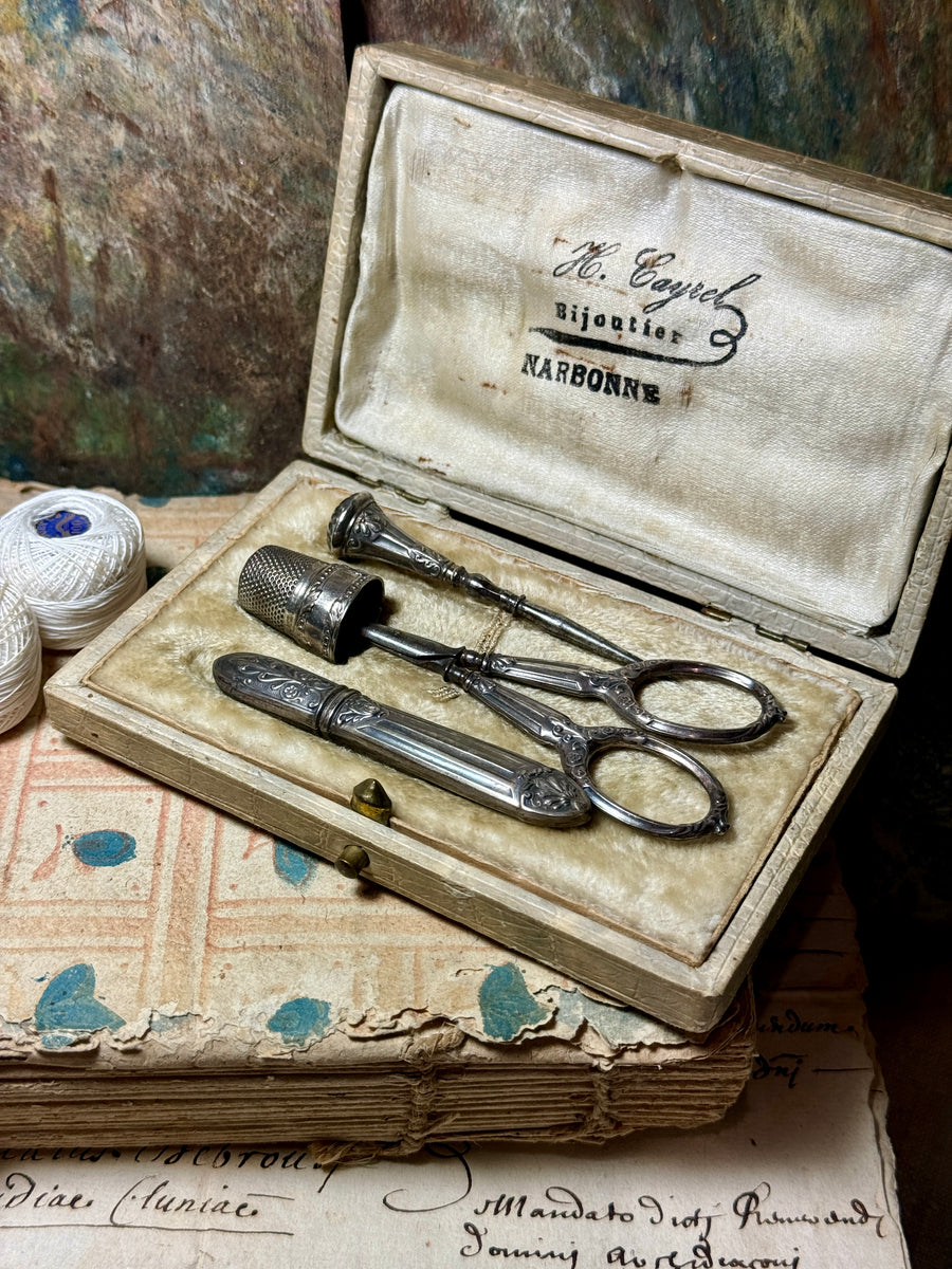Antique 1800s French Silver Sewing Kit Original Box – Monahan Papers