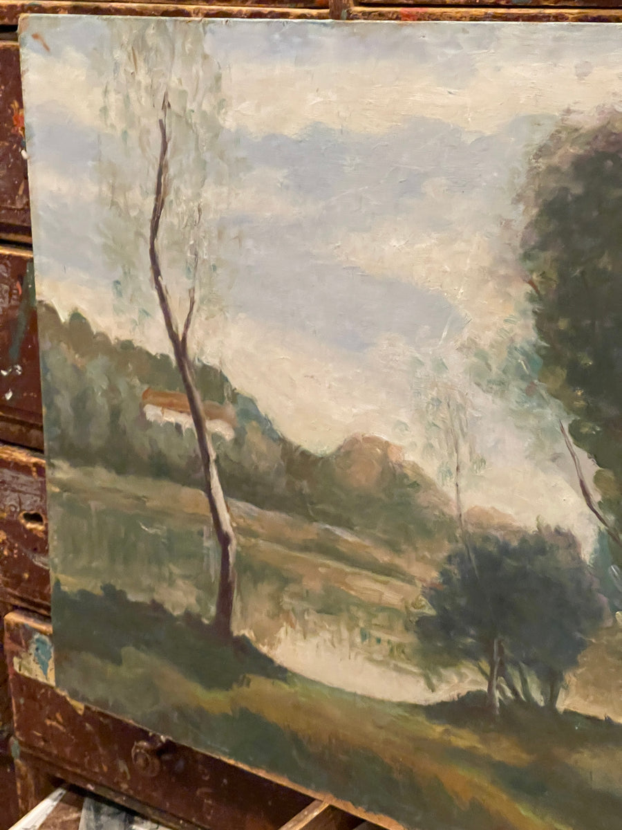 Original Antique French Landscape Oil Painting – Monahan Papers