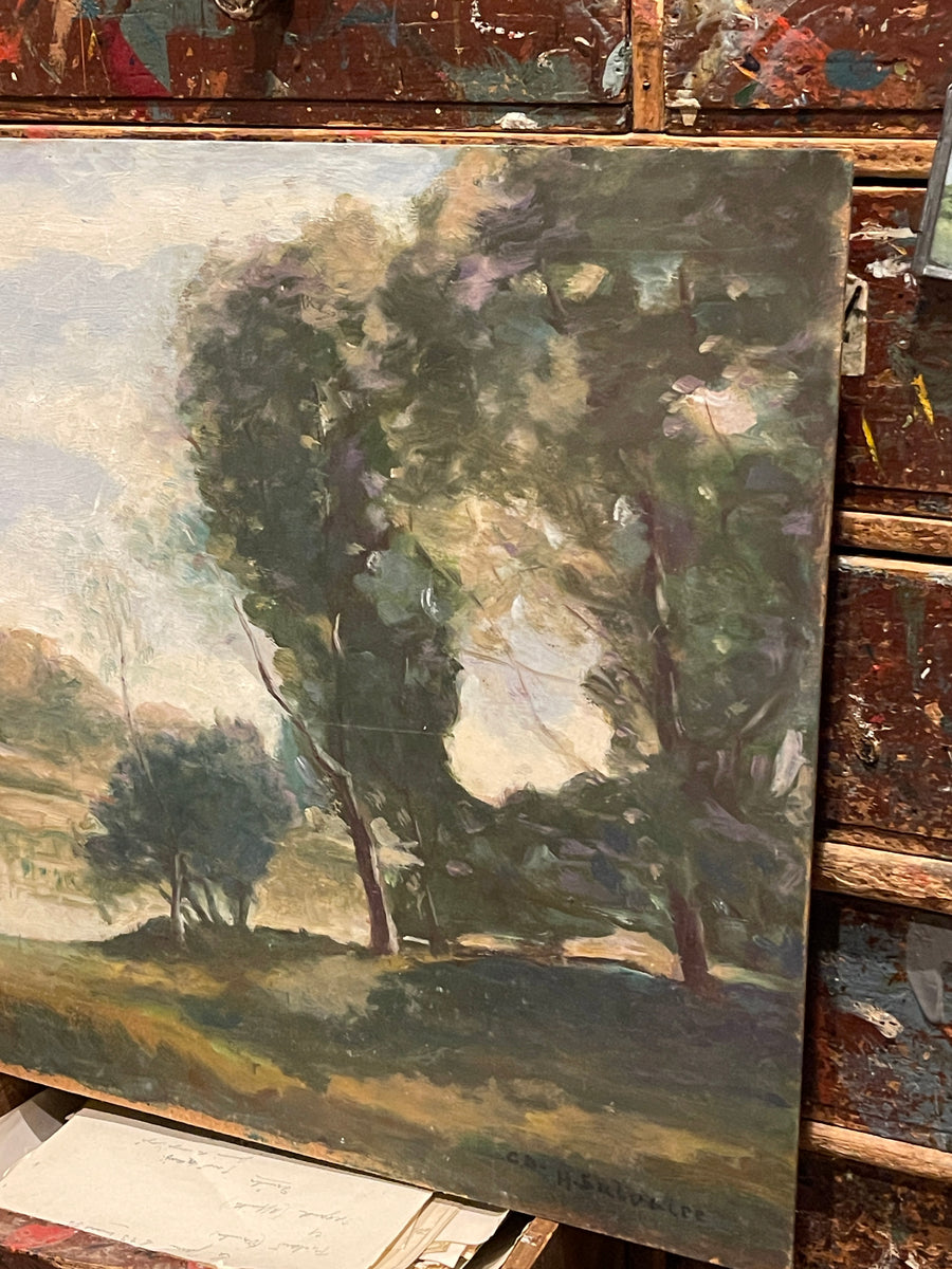 Original Antique French Landscape Oil Painting – Monahan Papers