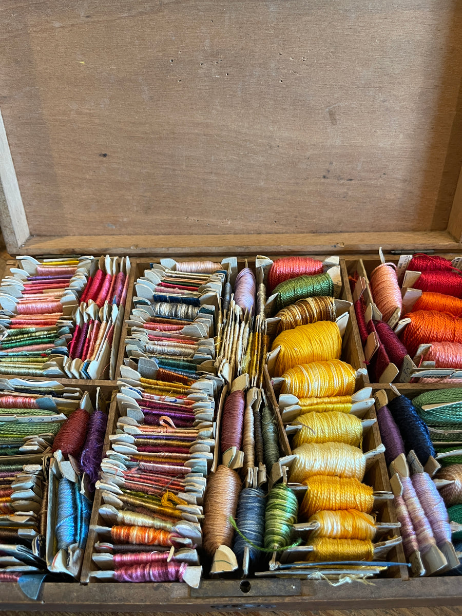 Antique French Art/paint Box filled with assorted Threads – Monahan Papers