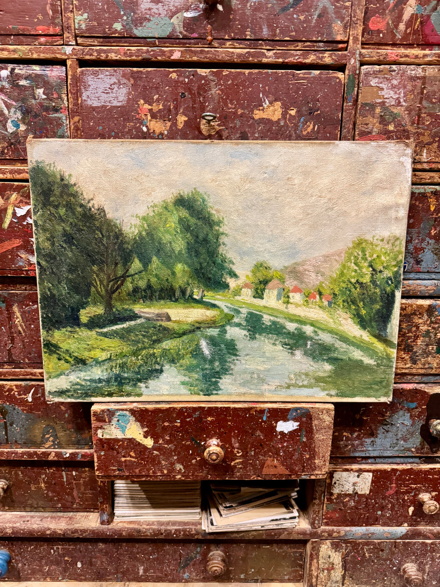 Original Antique French Landscape Oil Painting – Monahan Papers