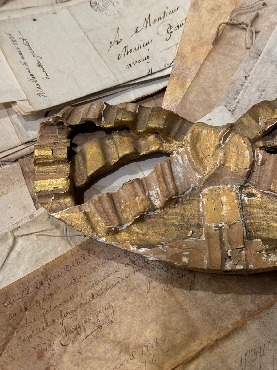 19th C Gilded Wood French Hand Carved Bow Pediment – Monahan Papers