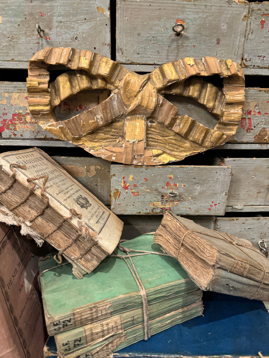 19th C Gilded Wood French Hand Carved Bow Pediment – Monahan Papers