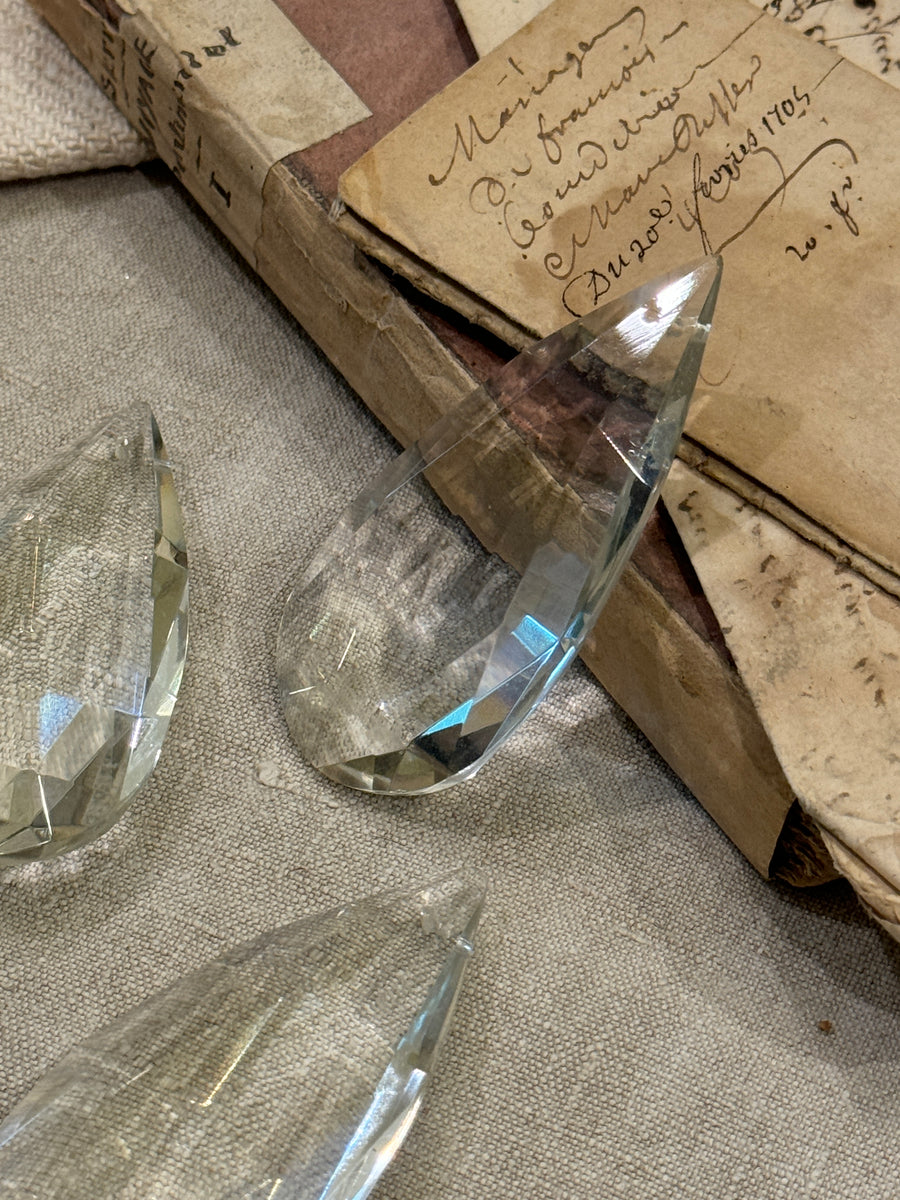 Large Rare High Quality Antique French Crystal Faceted Tear Drop Prism ...