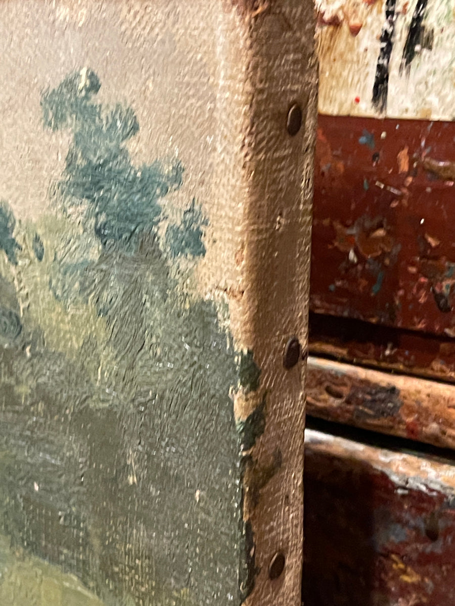 Antique French Mended Bridge and Landscape Canvas Painting – Monahan Papers