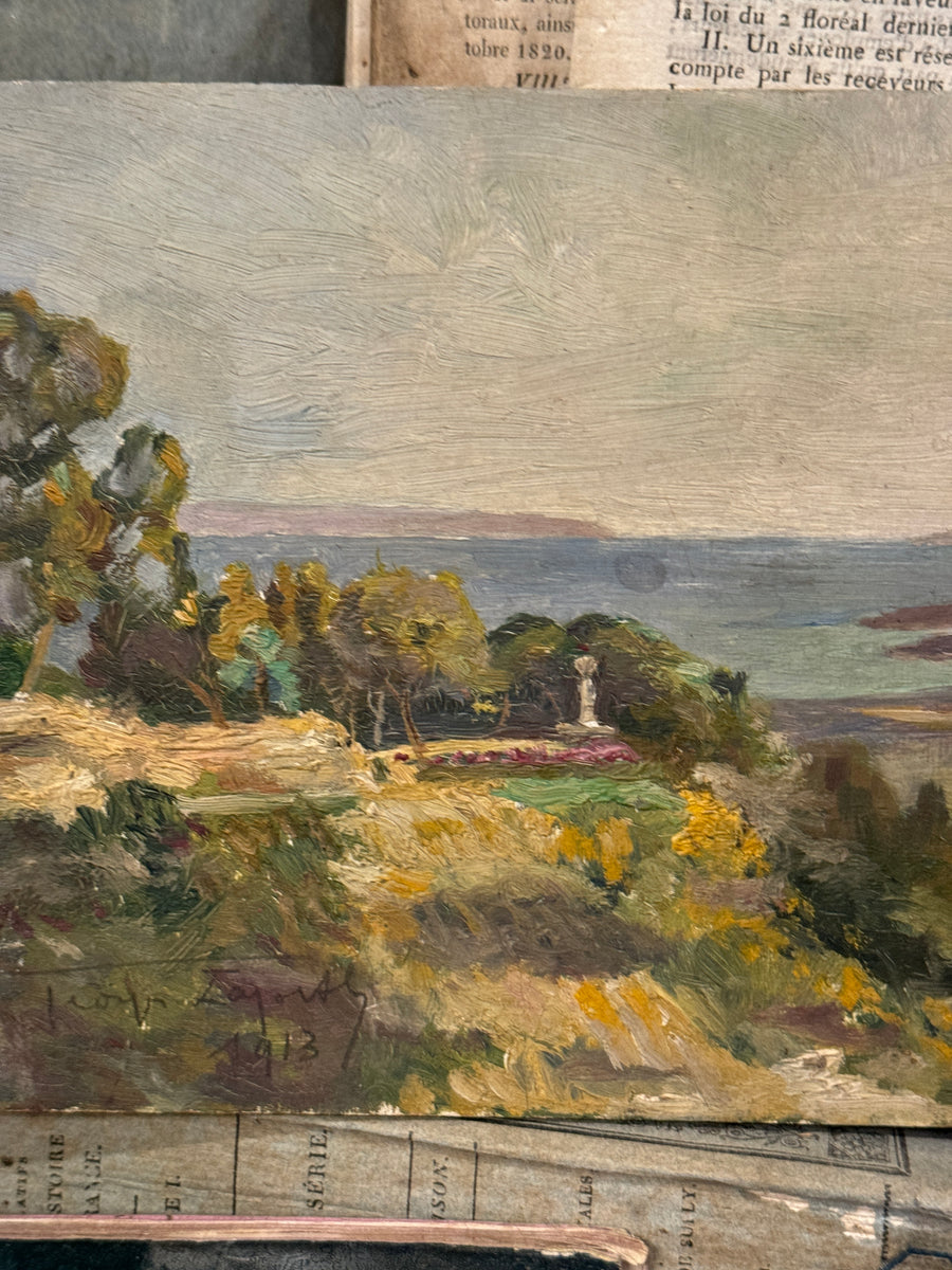 Beautiful Antique Timeworn French Landscape and Lake Painting – Monahan ...