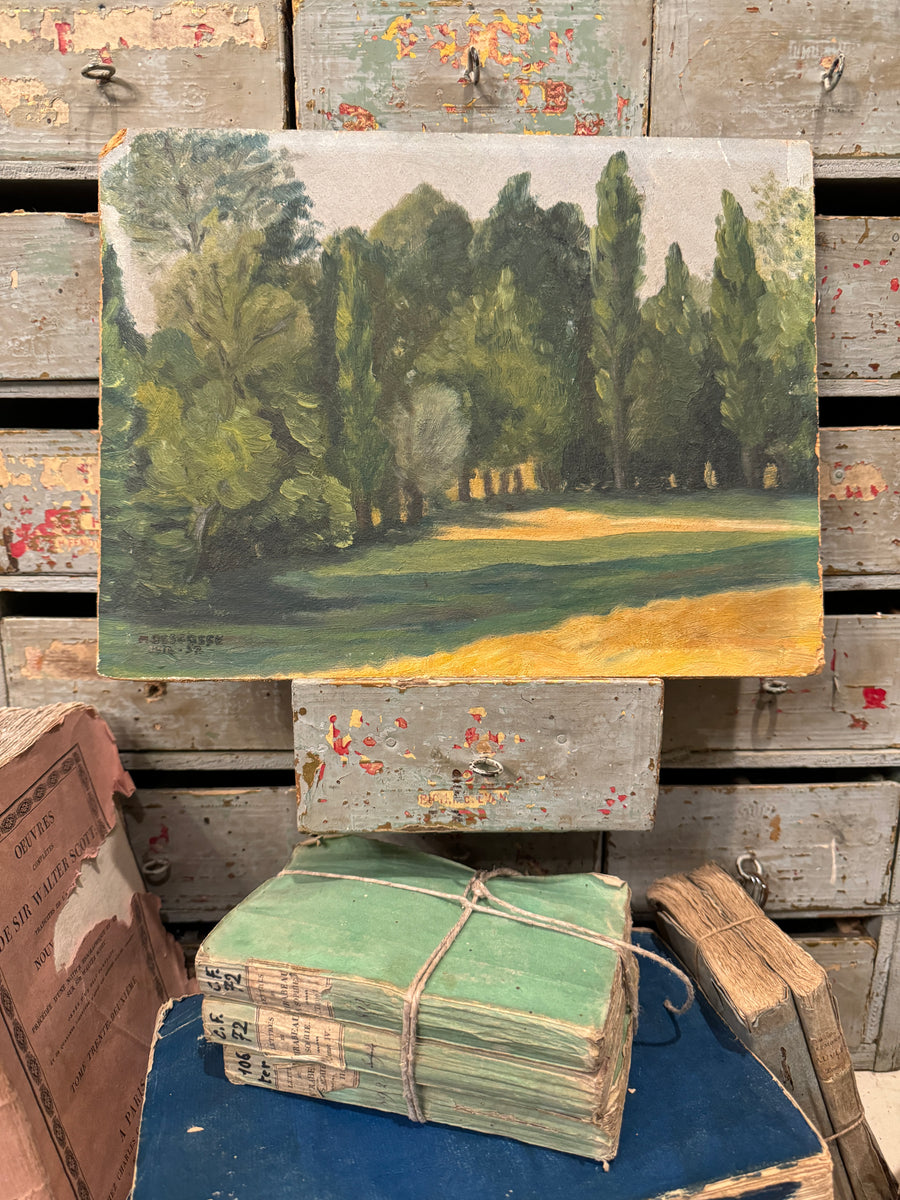 Beautiful Antique Timeworn French Landscape Painting – Monahan Papers
