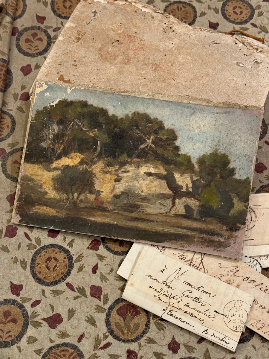 Antique Timeworn French Landscape Painting – Monahan Papers