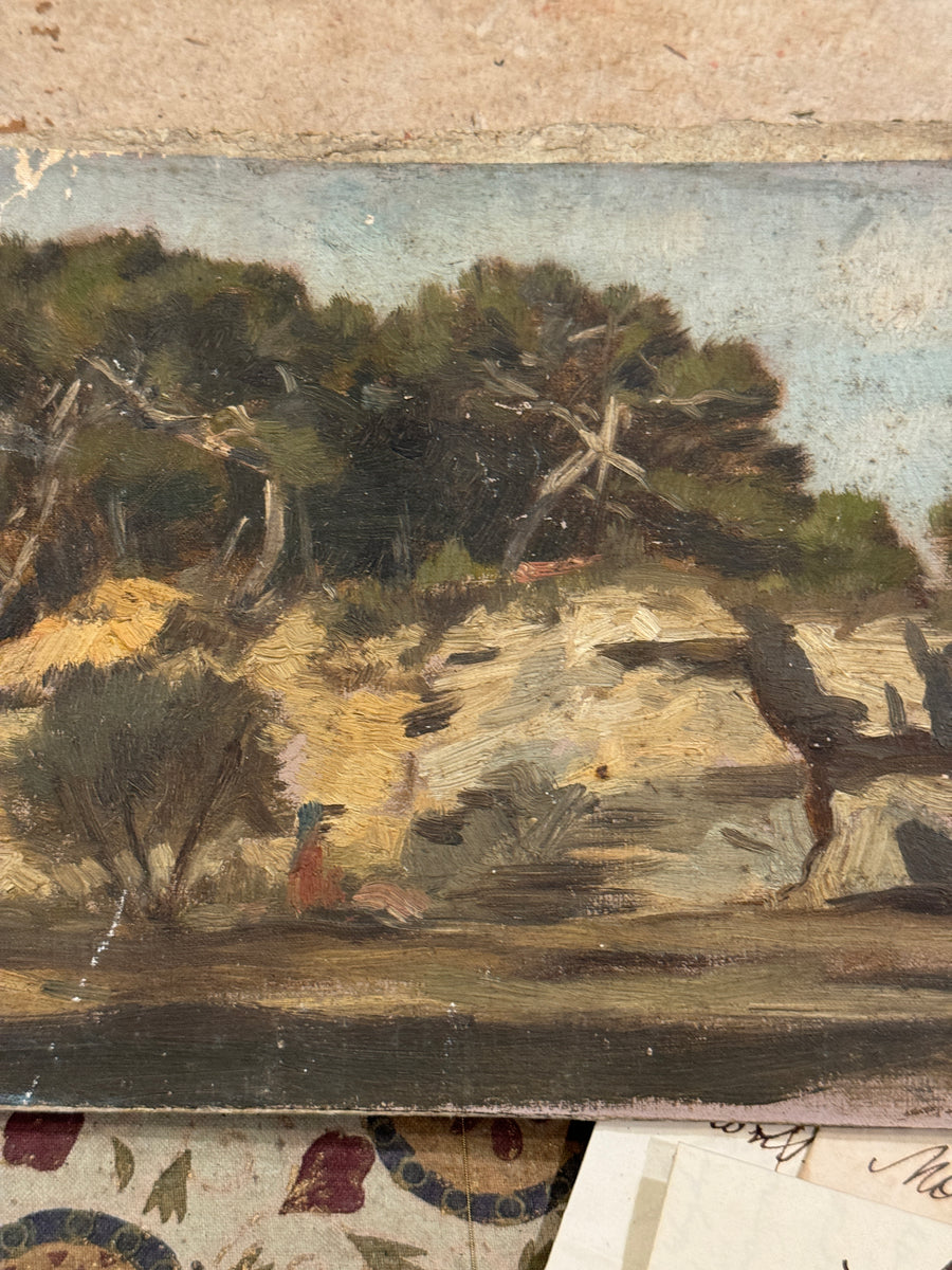 Antique Timeworn French Landscape Painting – Monahan Papers