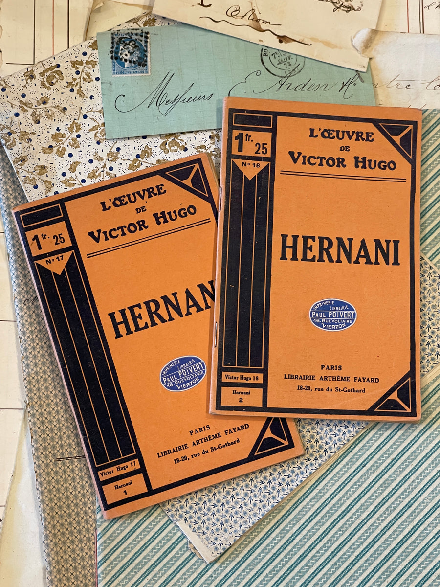Rare Hernani L'oeuvre 1fr 25 Victor Hugo Books - set/2 – Monahan Papers