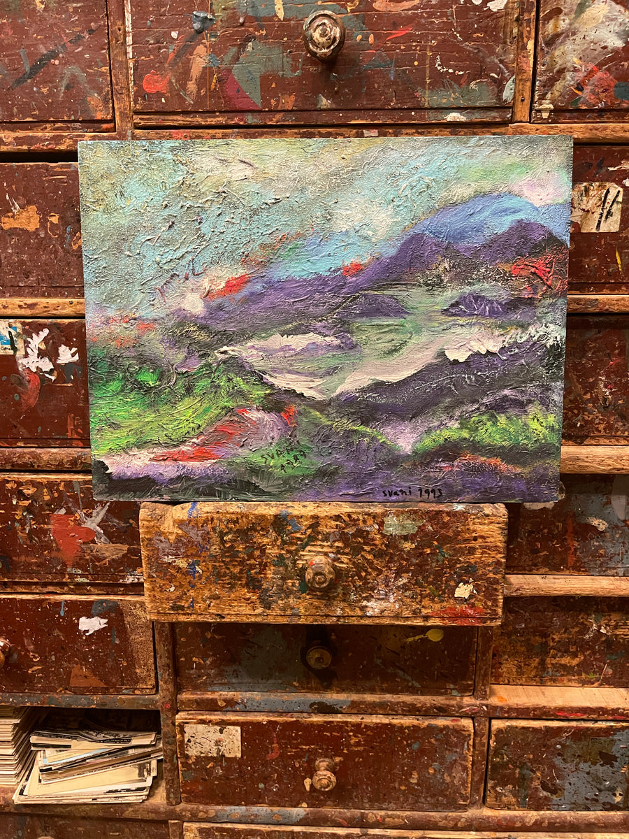 Original Signed French Textured Oil Painting – Monahan Papers