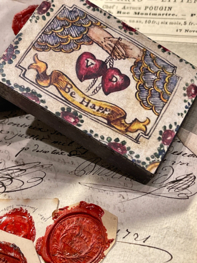 3.25” British Be Happy Paper Mache rectangle Box – Monahan Papers