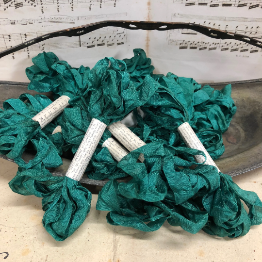 Distressed Aged Kelly Ribbon Approximately 5 yards – Monahan Papers