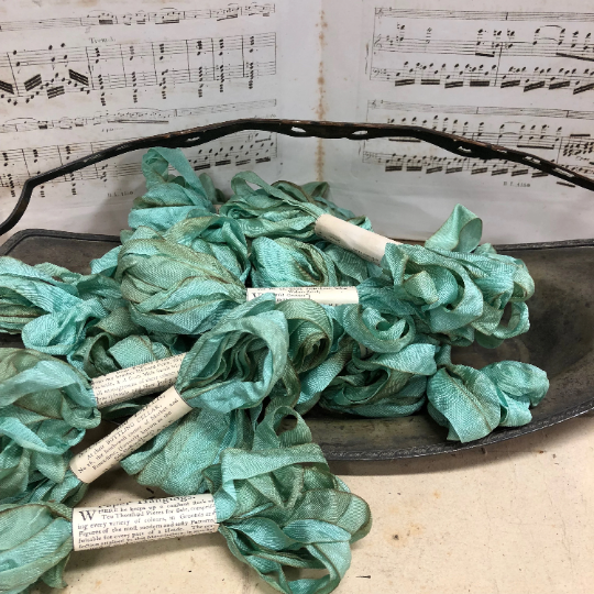 Distressed Aged Peacock Ribbon Approximately 5 yards – Monahan Papers