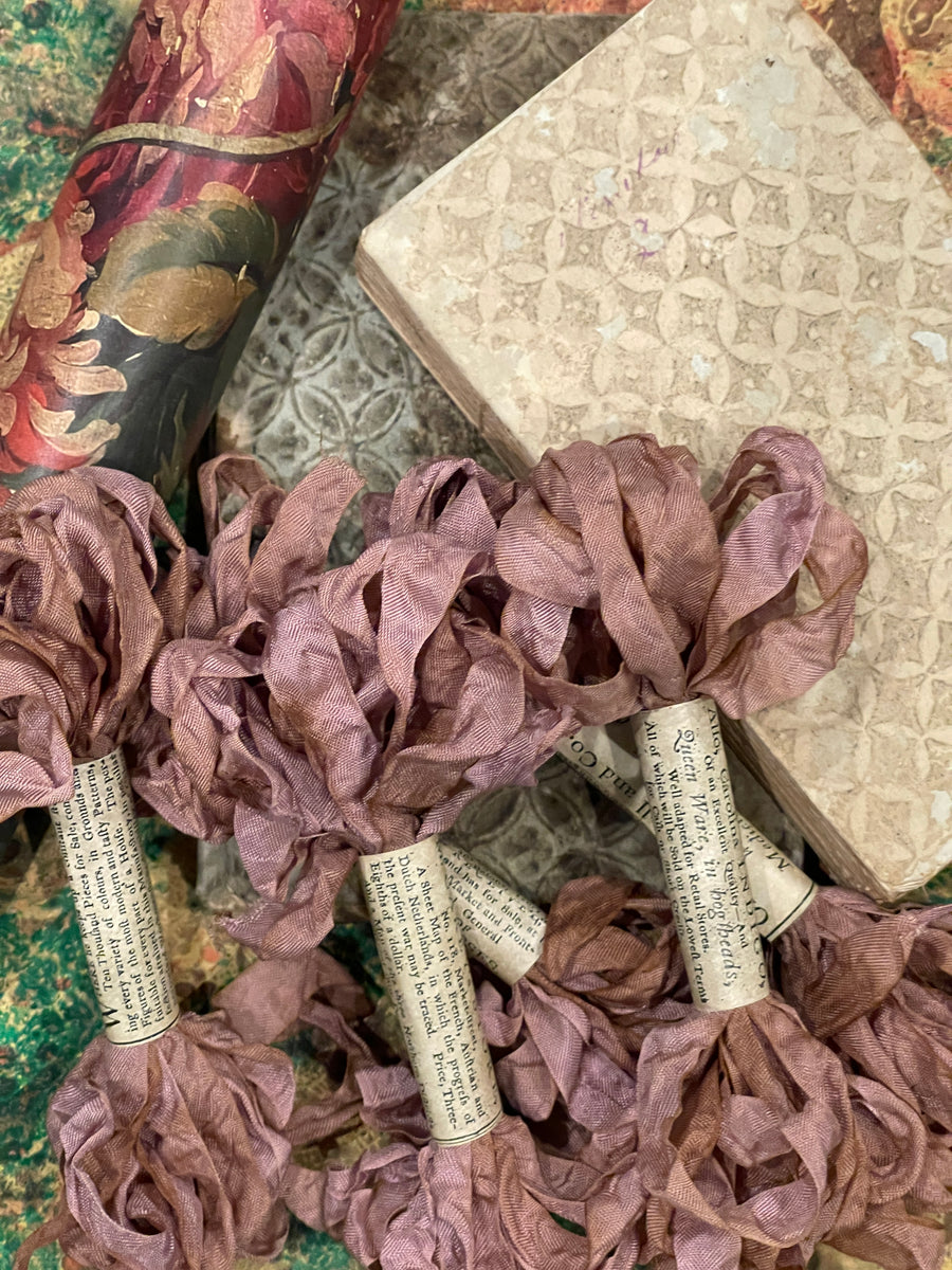 Distressed Aged Berry Kisses Ribbon Approximately 5 yards – Monahan Papers